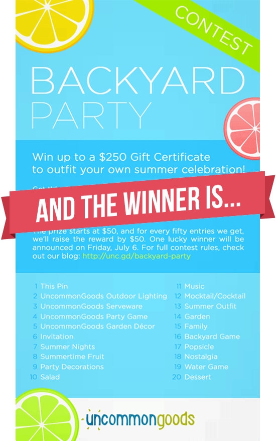 Our Backyard Party Pinterest Contest Winner! – The Goods