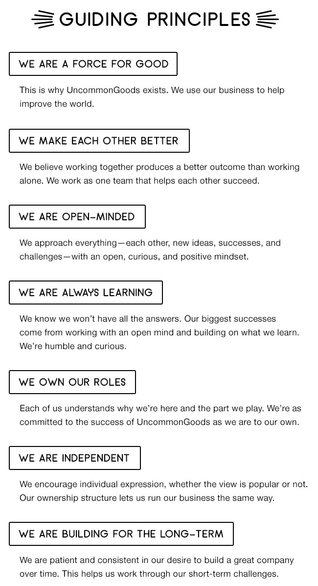 Uncommon Values: Our Guiding Principles – The Goods