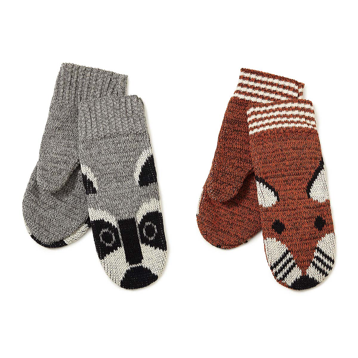 Recycled Cotton Animal Mittens- Raccoon and Fox | Winter gloves, hand ...