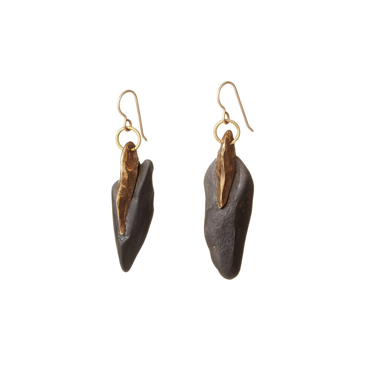 Hand Forged Slate and Bronze Earrings | stone jewelry | UncommonGoods