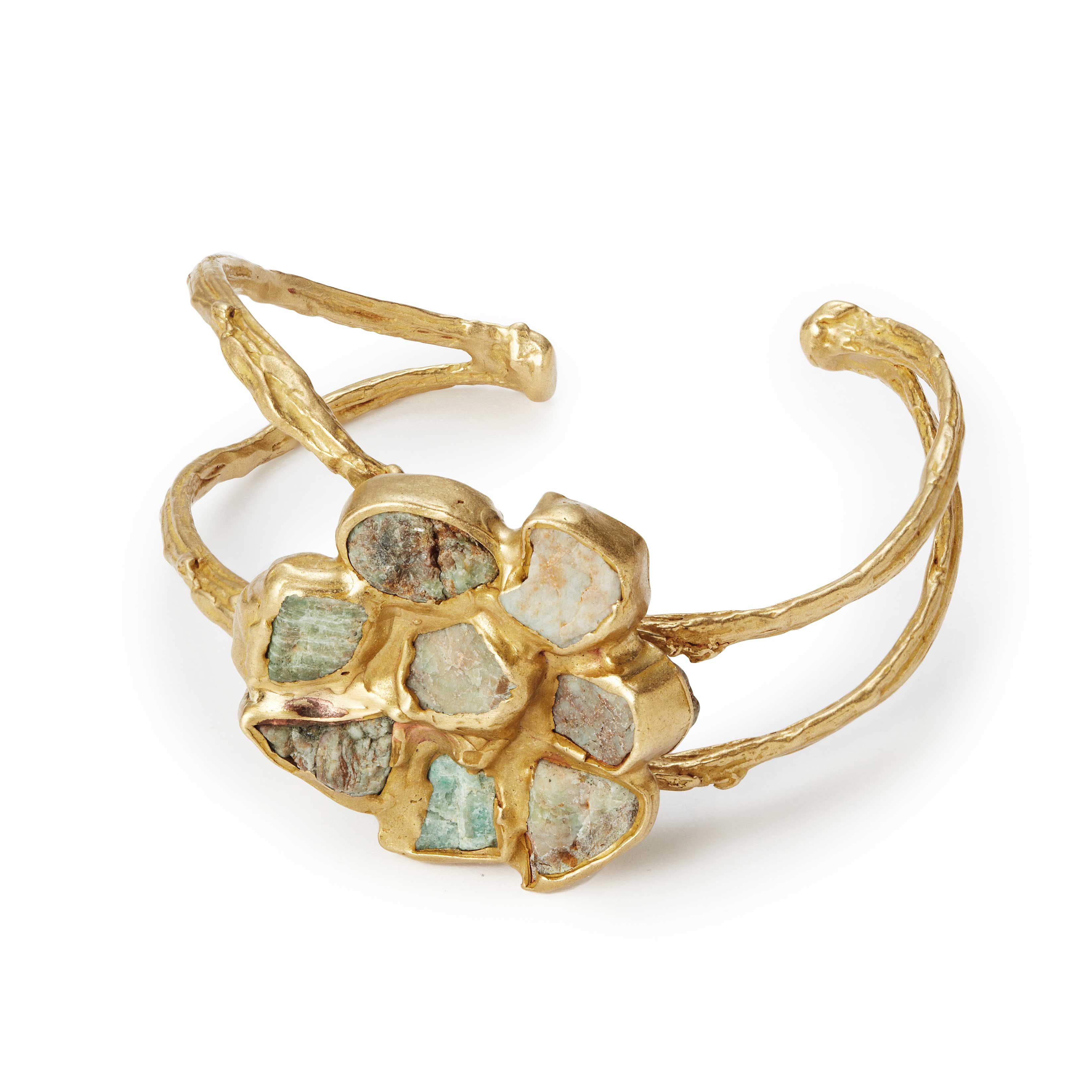 Raw Emerald Flower Cuff | emerald jewelry, bracelet | UncommonGoods