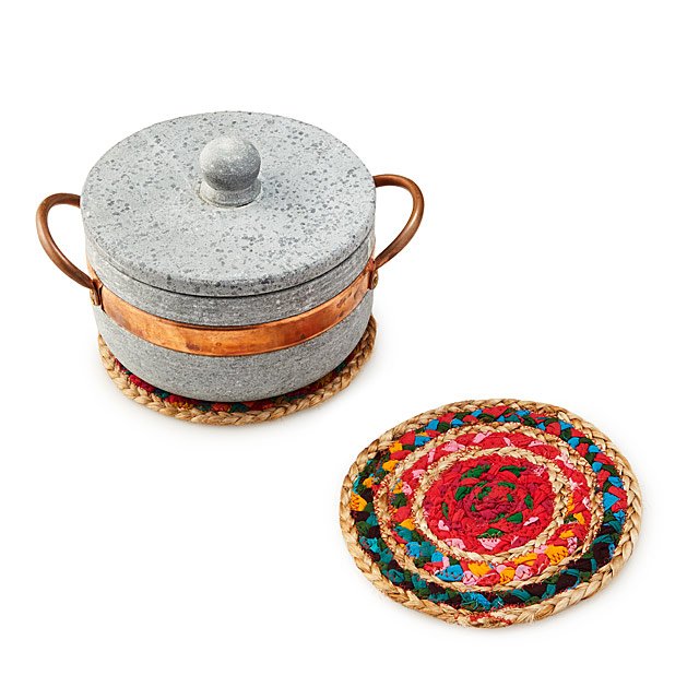 Braided Sari Fabric Trivet Set | Unique Kitchen Accessories; Handmade ...